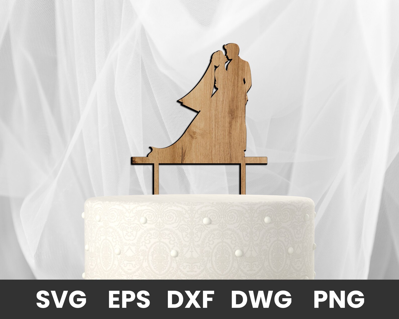 Wedding Cake Topper for Laser Cut, Bride and Groom, Couple Cake Topper ...