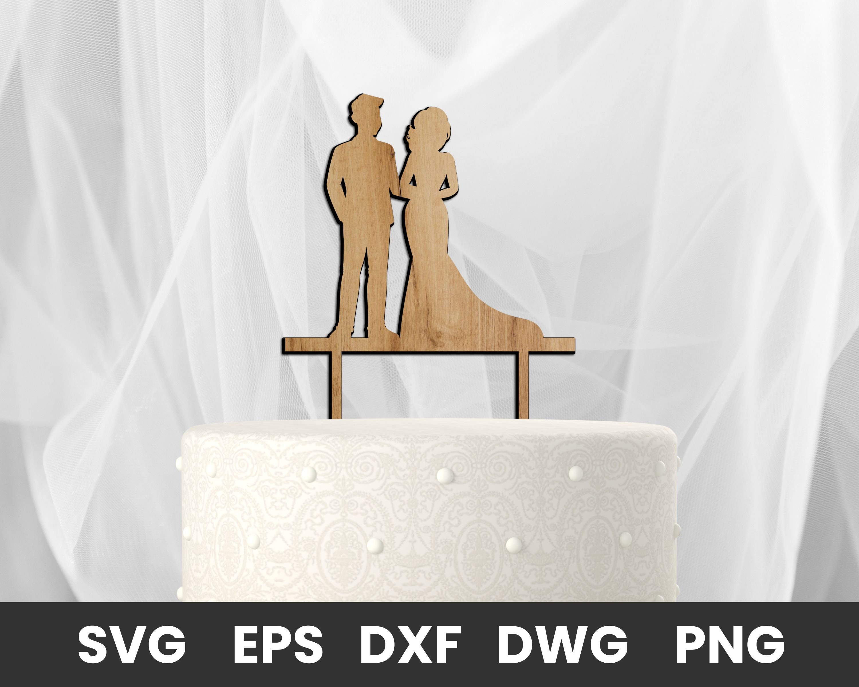 Wedding Cake Topper for Laser Cut, Bride and Groom, Couple Cake Topper ...