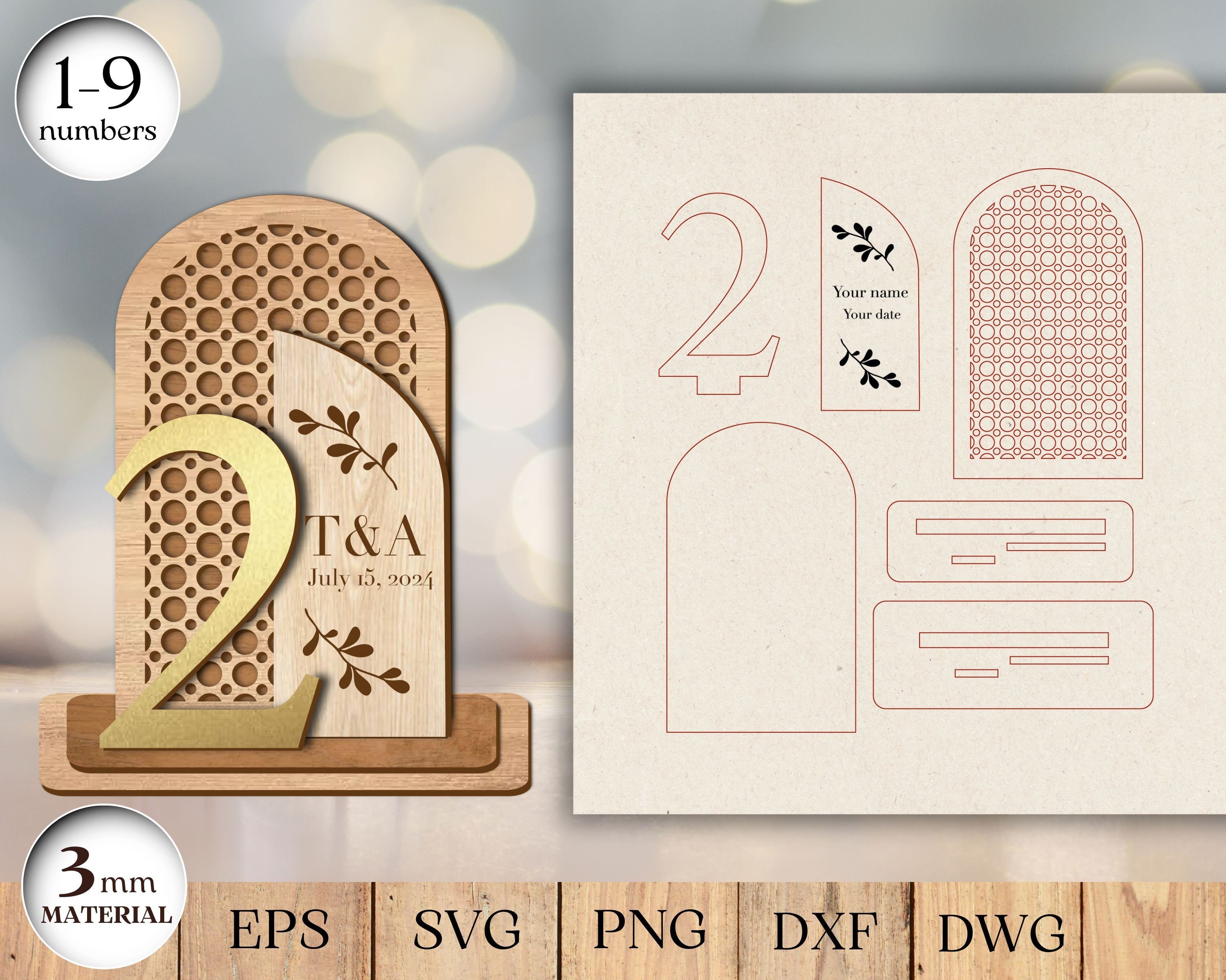 Rattan Wedding Table Numbers for Laser Cut, Digital Download Files, Png ...