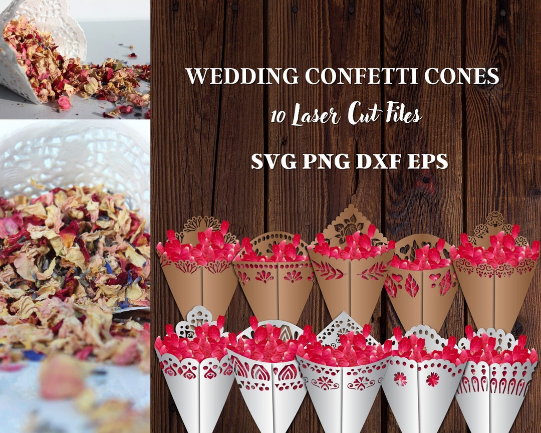 Confetti Cones SVG Bundle, Wedding Template, Digital Download Files ...