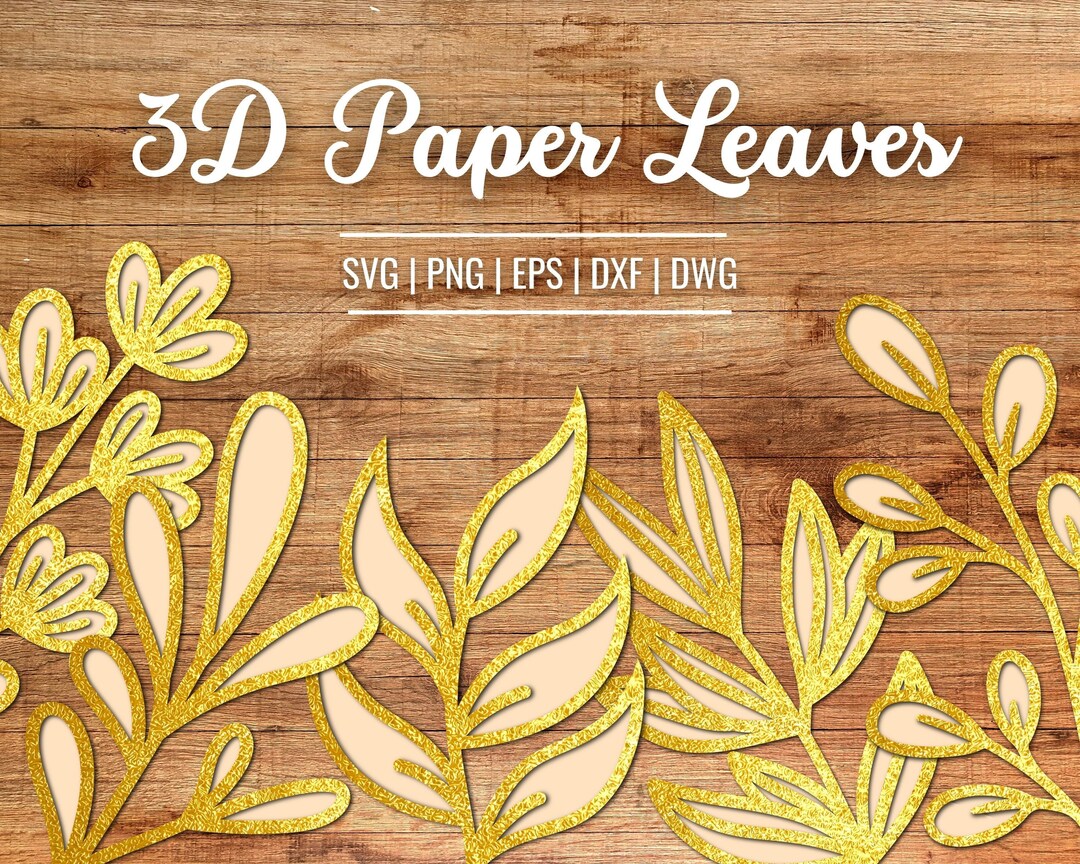 Paper Leaves SVG Bundle, Wedding Printable Digital Download Files, Png ...