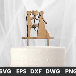 Wedding Cake Topper for Laser Cut, Bride and Groom, Couple Cake Topper ...