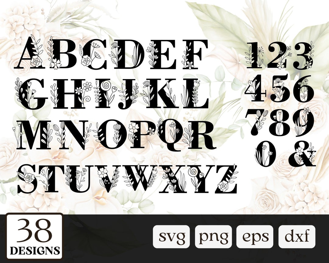 Wedding Alphabet SVG Bundle Letters and Numbers Printable - Etsy