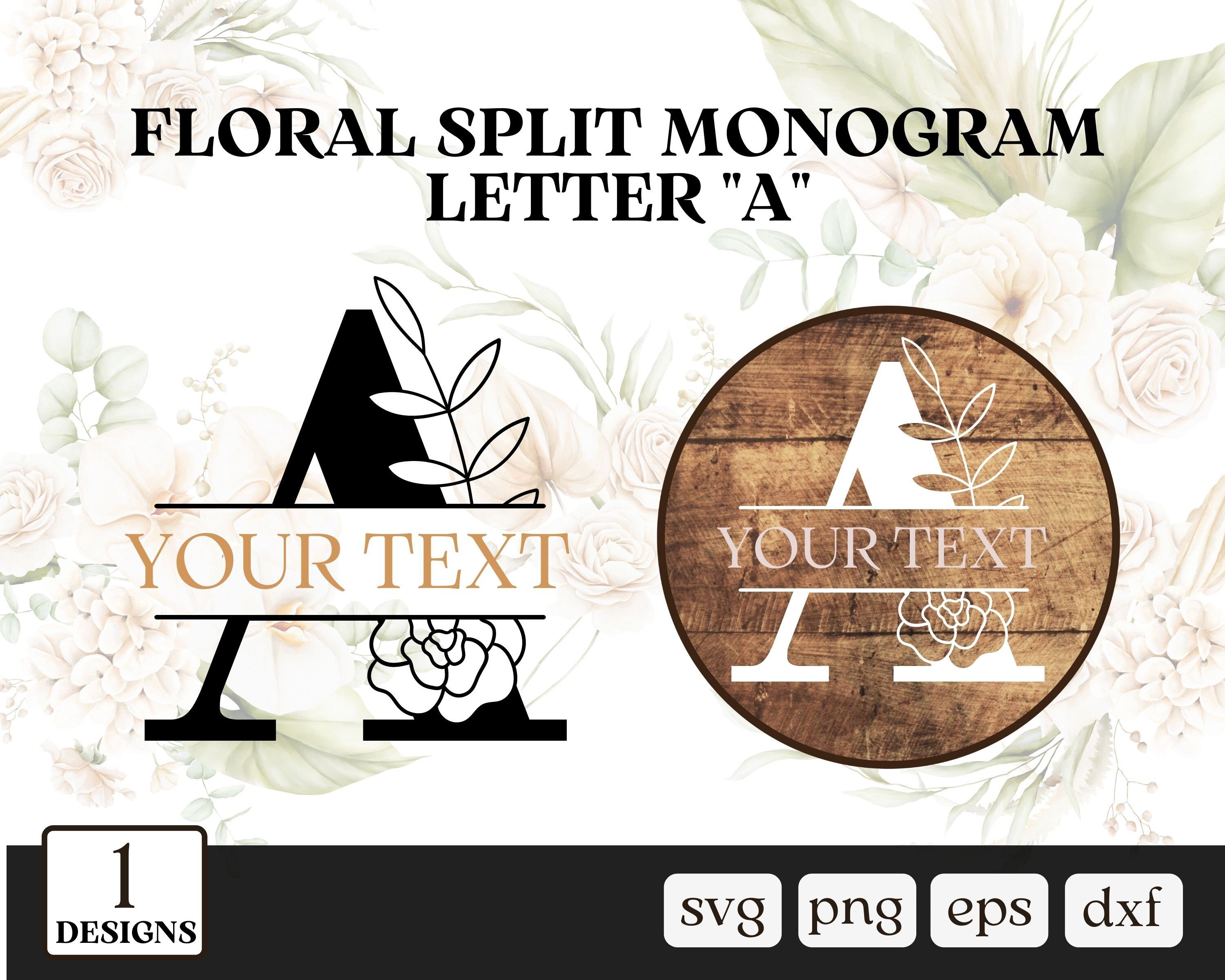 Floral Split Monograms SVG Bundle Wedding Monogram Printable - Etsy