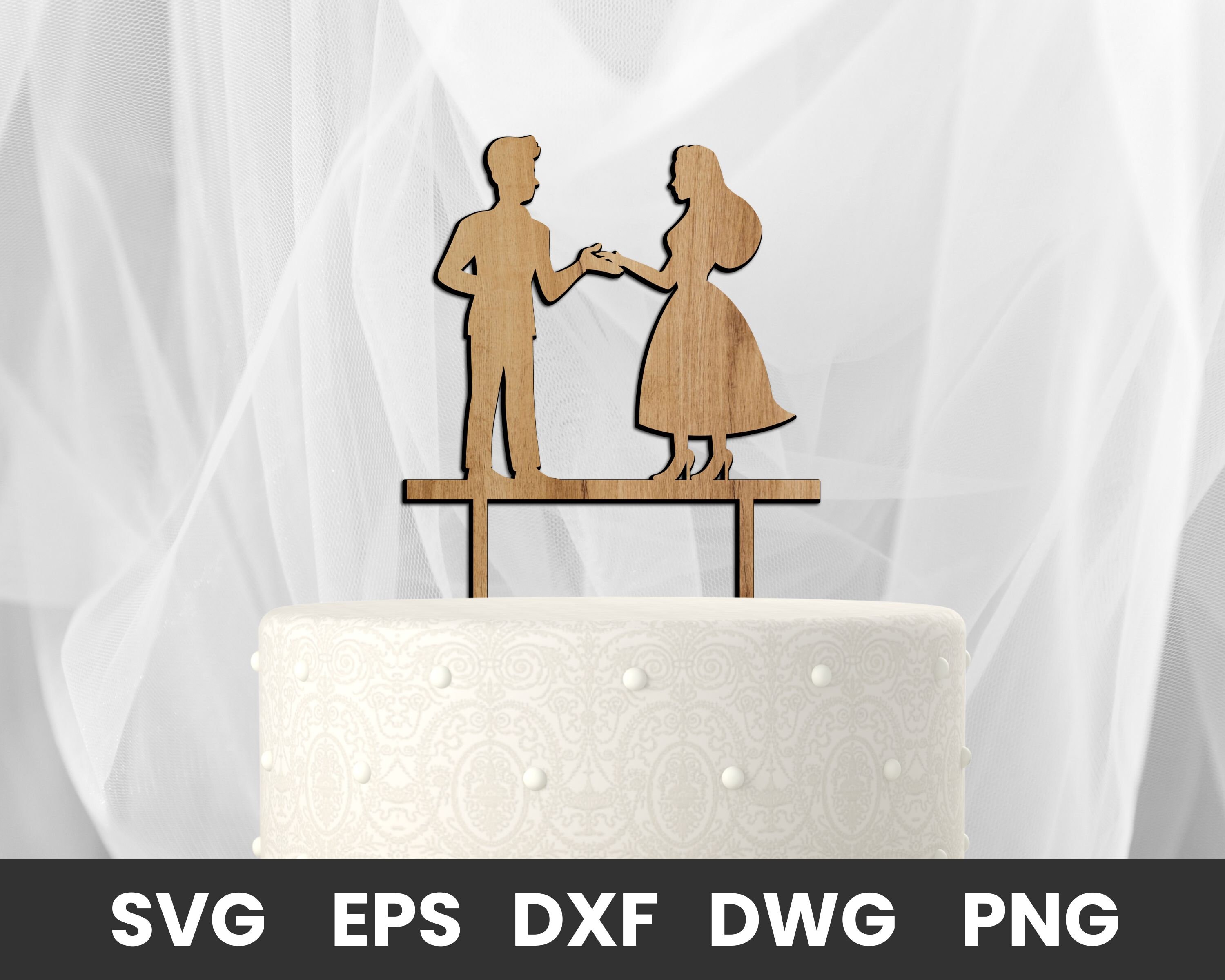 Wedding Cake Topper for Laser Cut, Bride and Groom, Couple Cake Topper ...