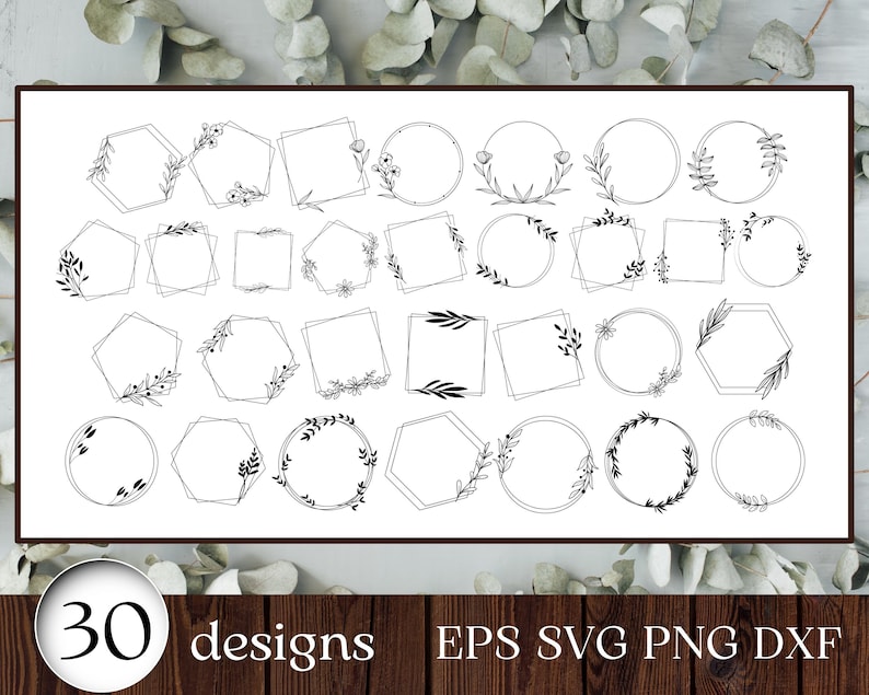 Floral Round Monograms SVG Bundle, Wedding Monogram Printable Digital ...
