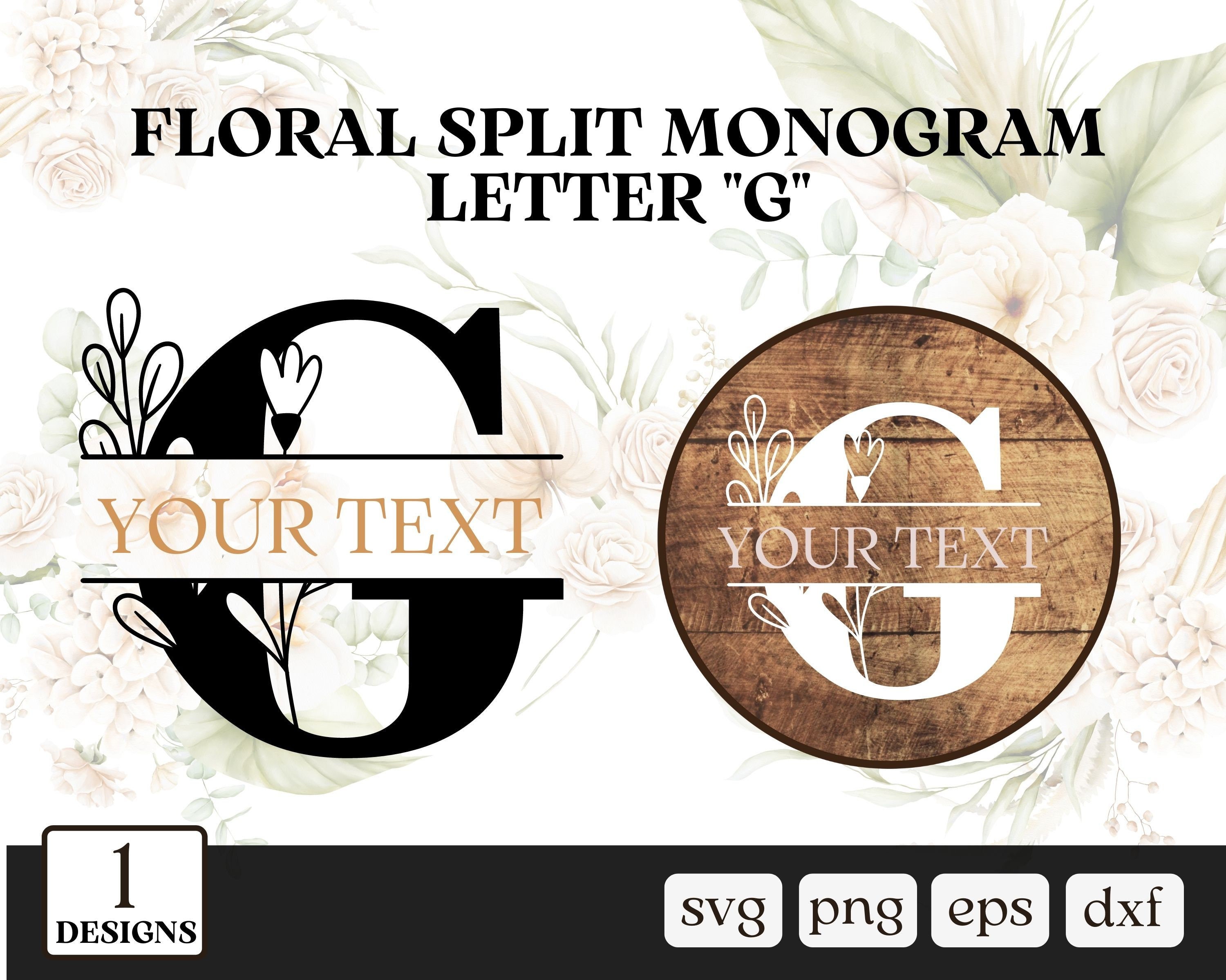 Floral Split Monograms SVG Bundle Wedding Monogram Printable - Etsy