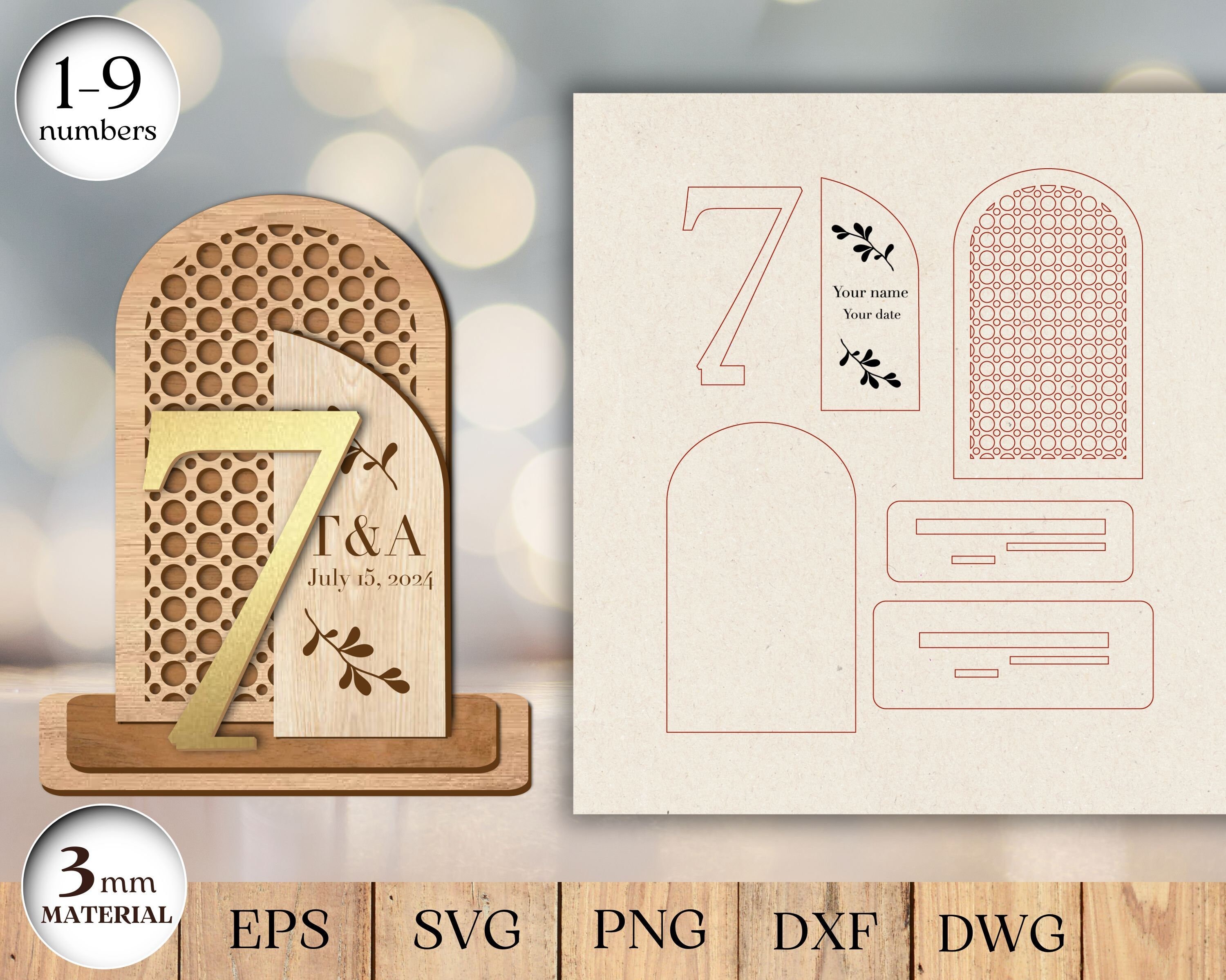 Rattan Wedding Table Numbers for Laser Cut, Digital Download Files, Png ...