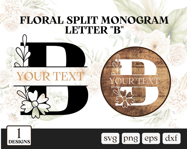 Floral Split Monograms SVG Bundle Wedding Monogram Printable - Etsy
