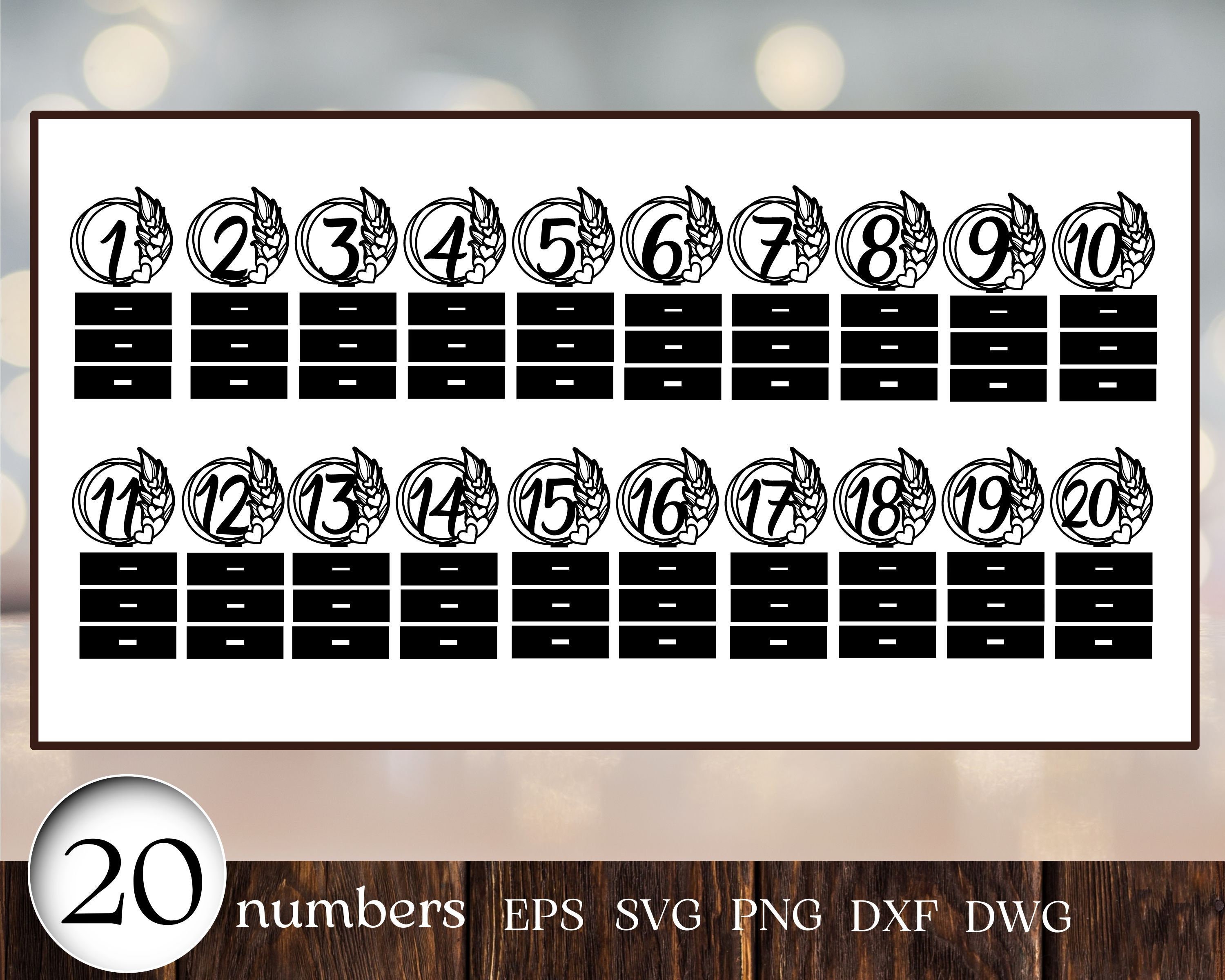 Feather Wedding Table Numbers for Laser Cut, Digital Download Files ...
