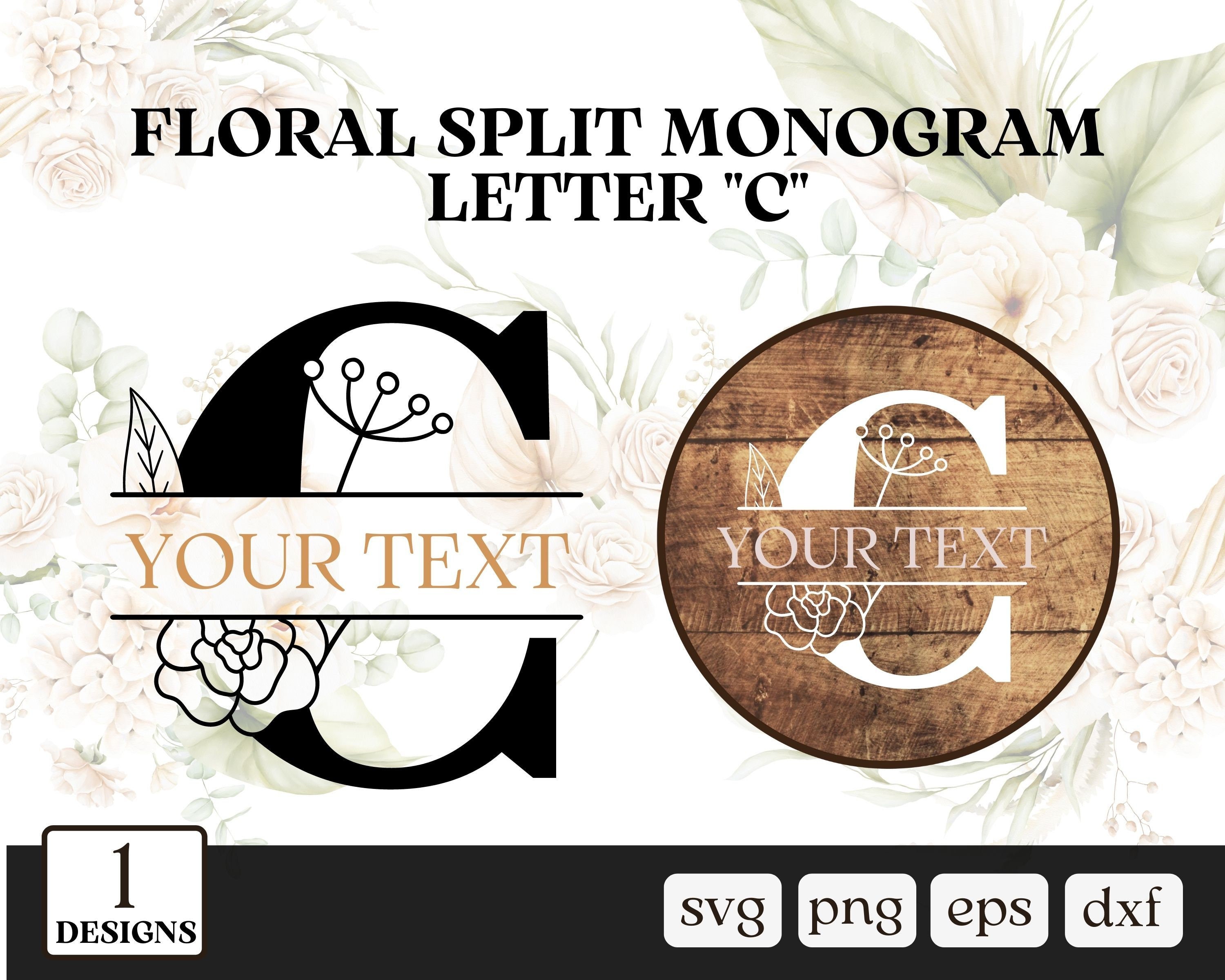 Floral Split Monograms SVG Bundle Wedding Monogram Printable - Etsy
