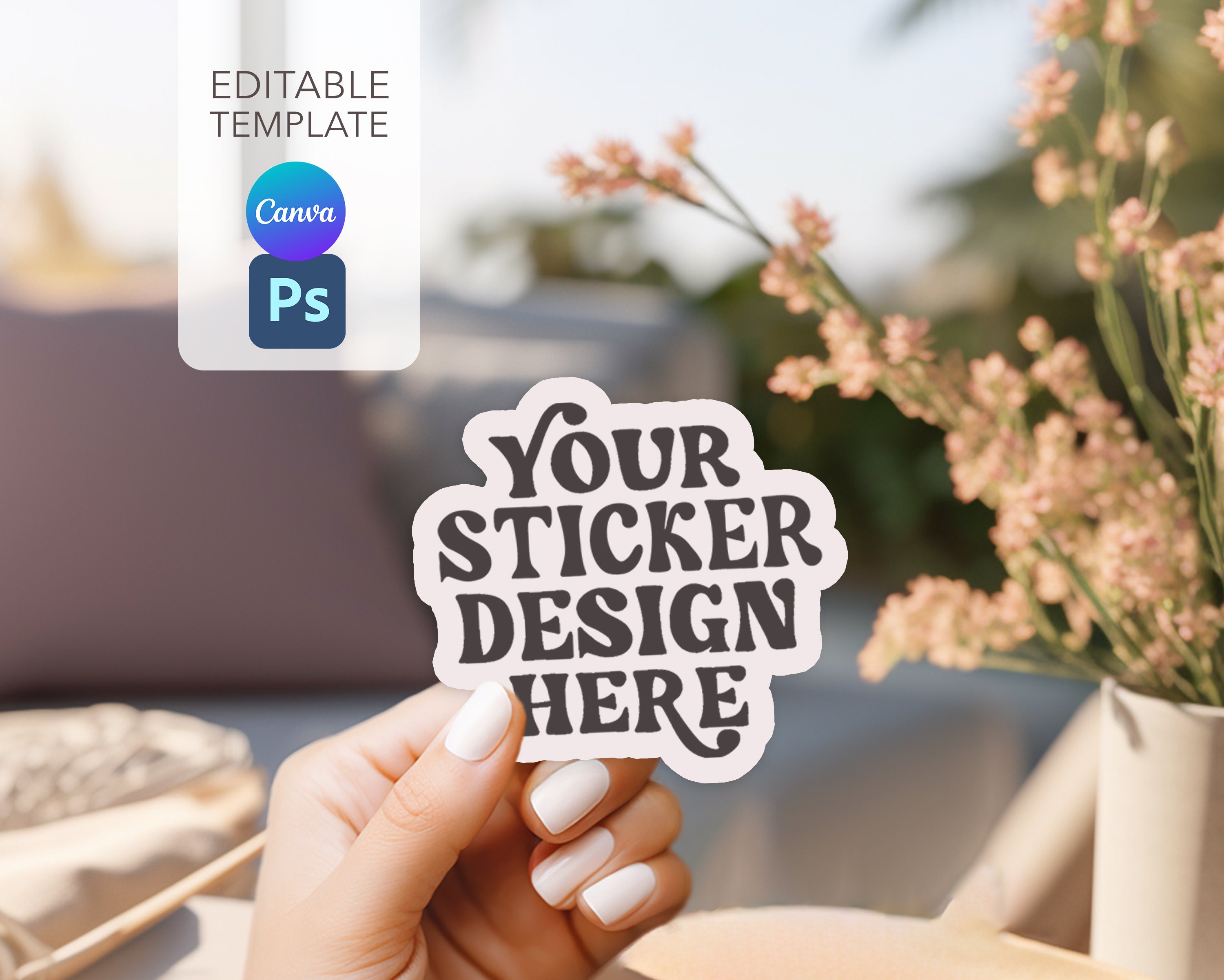 Cute Sticker Mockup, Sticker Mockup Canva, Photoshop Sticker Mockup ...