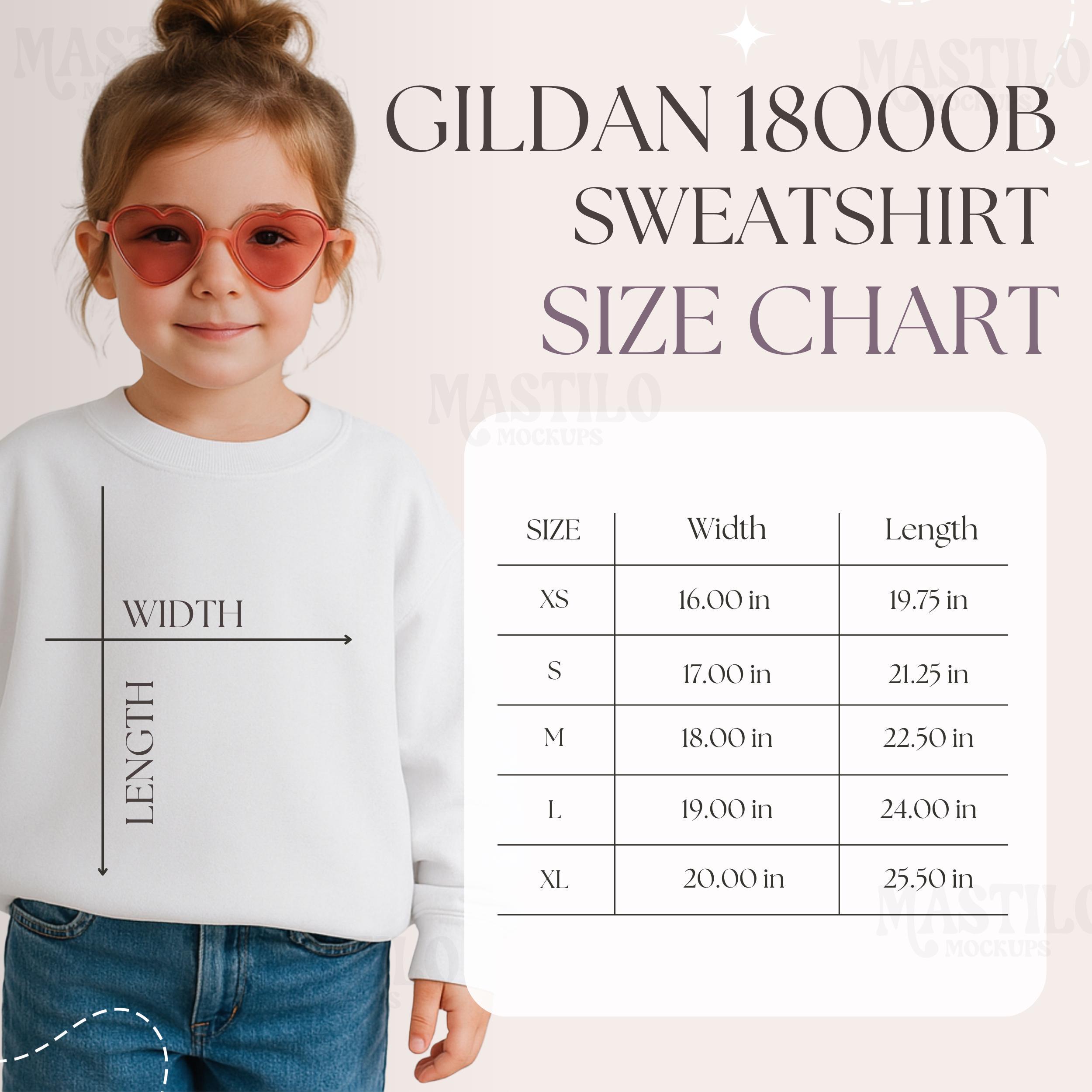 18000B Size Chart, 18000B Mockup Gildan, Gildan 18000 Mock-up ...