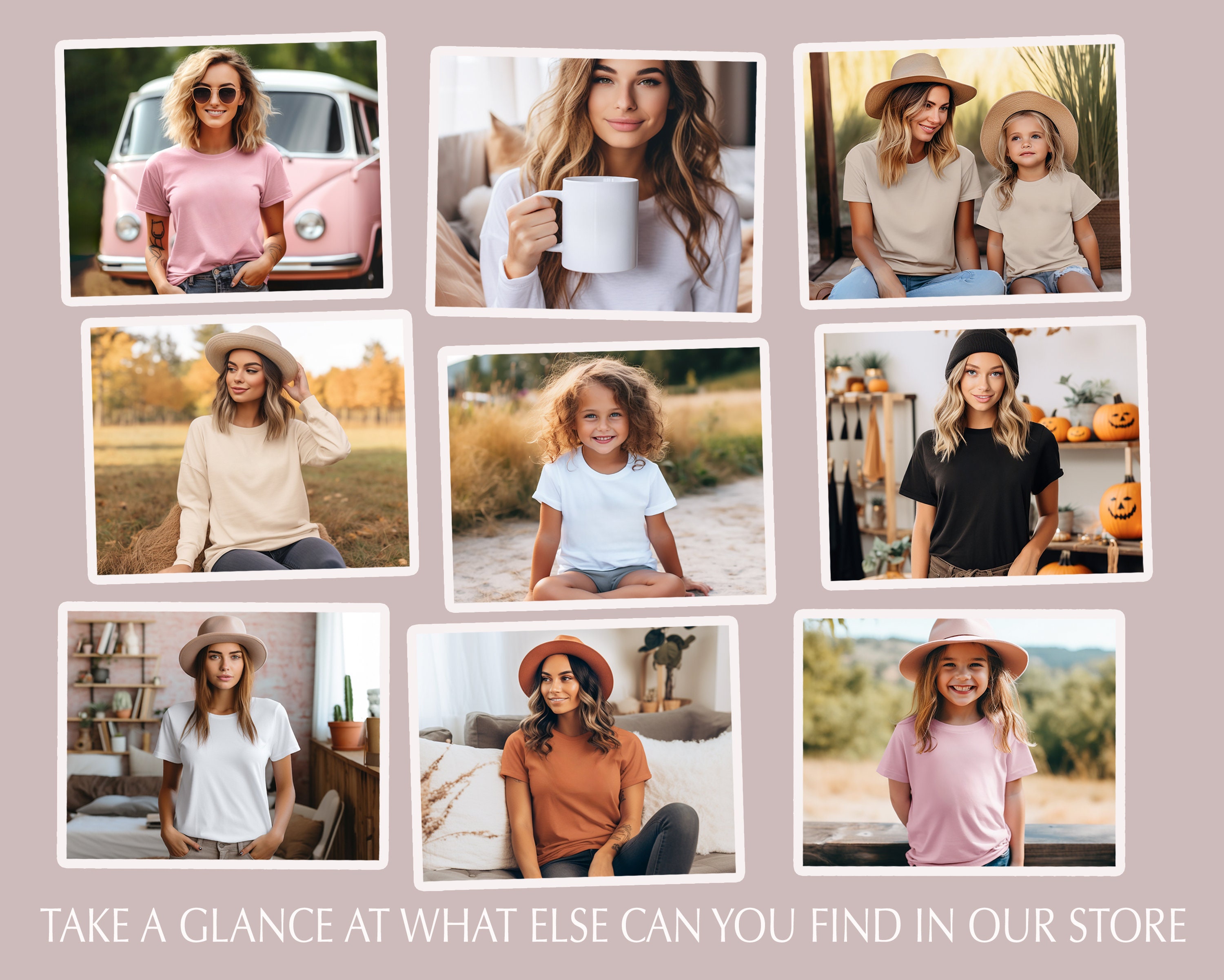 Mommy and Me Family Matching Mockup, Black Tshirt Models Mock Up ...