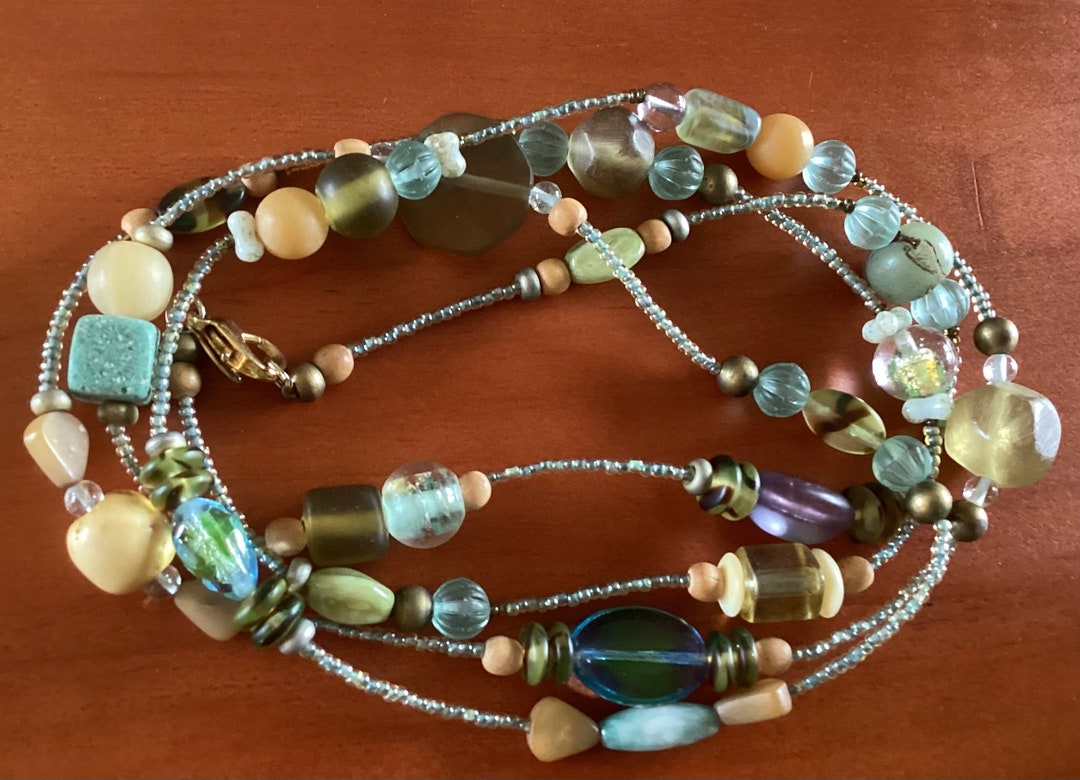 Vintage Mei FA Art Glass Beaded Necklace. - Etsy