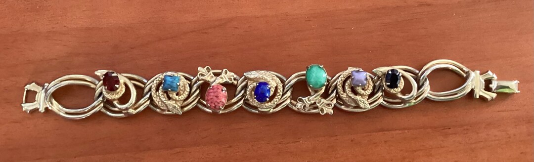 Beautiful Vintage Heavy Multi-stone 8” Sphinx Bracelet. - Etsy