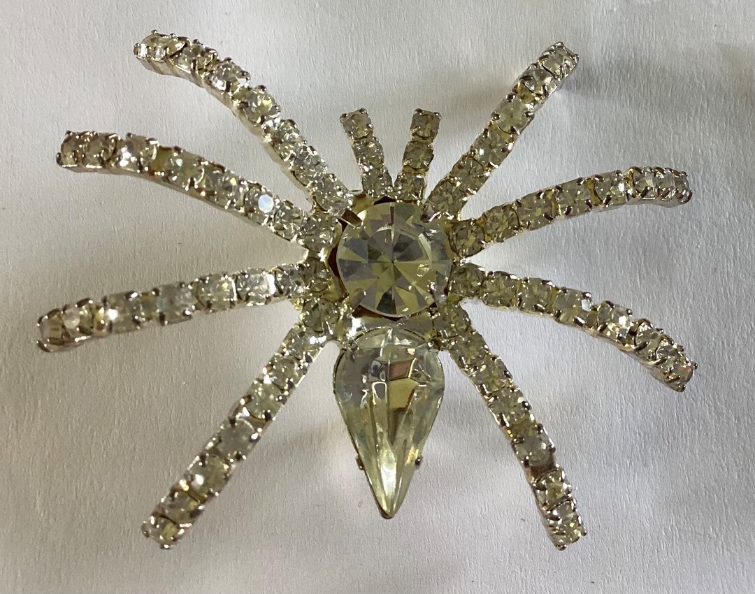 Gorgeous Vintage Rhinestone Spider Lapel Pin. - Etsy
