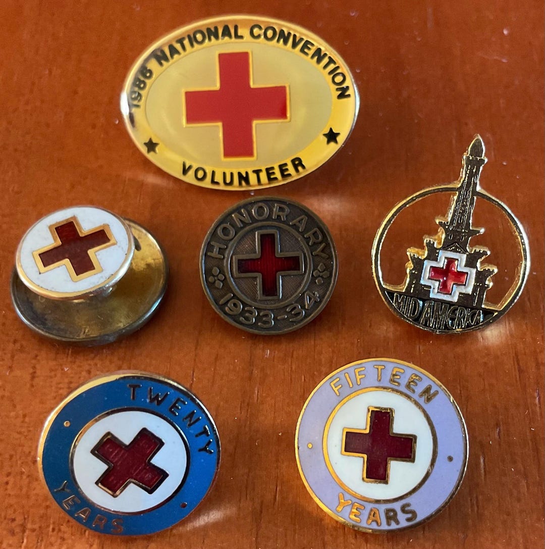 Lot of 6 Red Cross Pins. One 14k Gold Marked. - Etsy