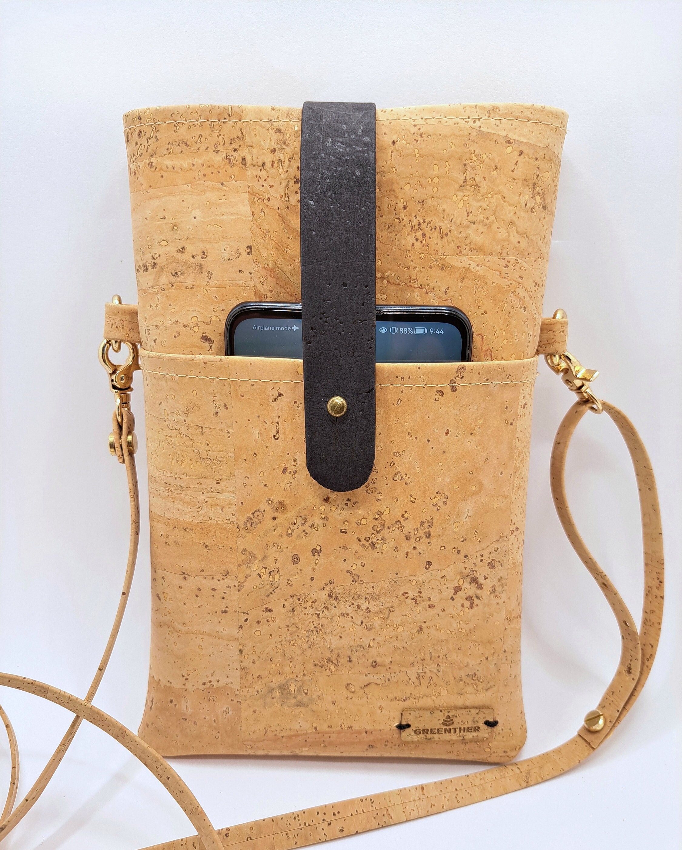 Cork Cross Body Mini Bag, Minimalist Vegan Leather Cell Phone Purse Eco ...