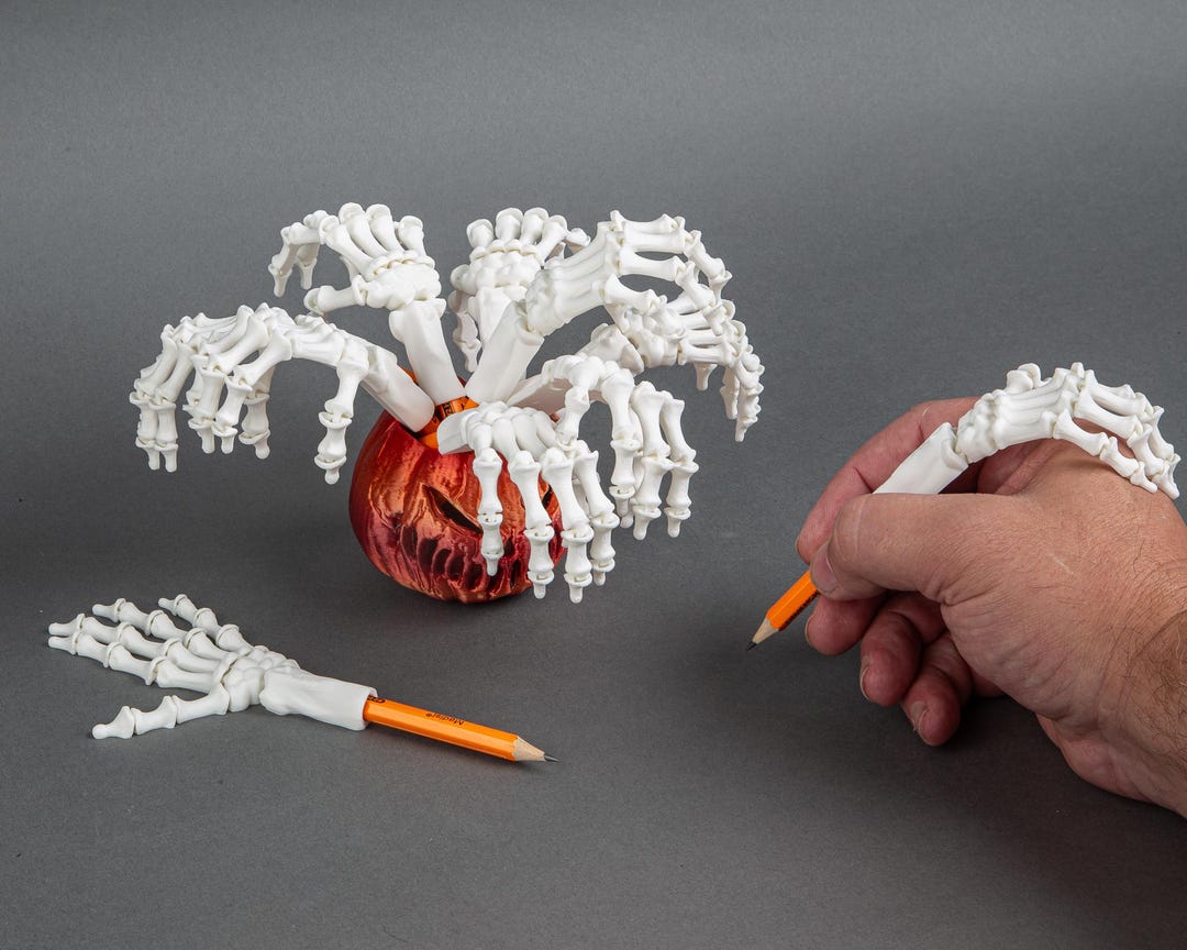 10 Pack Skeleton Hand Pencil Topper, 3D Printed Halloween Gift - Etsy