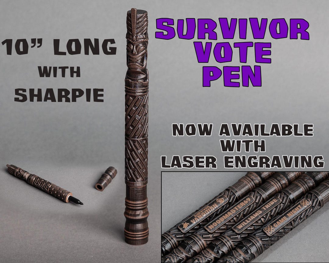 Survivor Vote Pen, 3D Printed, With Sharpie, Laser Engraving Available ...