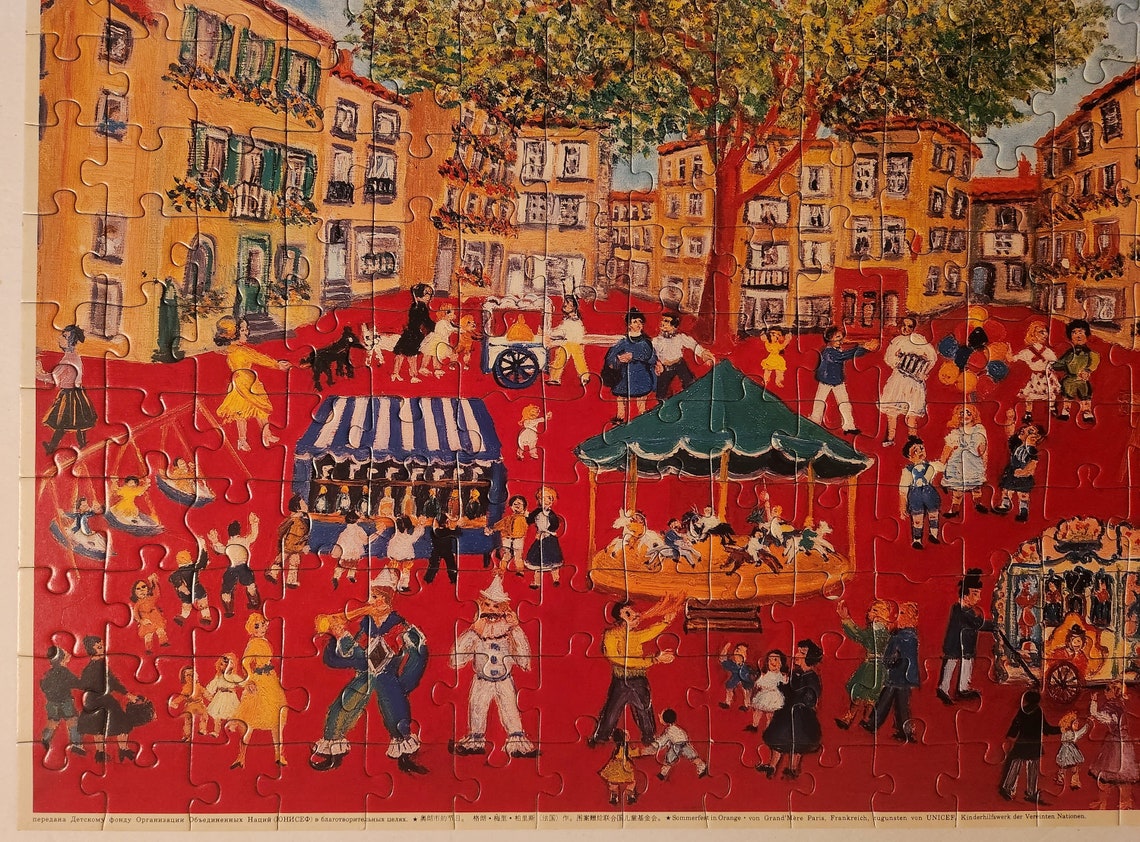 Rare 1980's UNICEF Puzzle festival in Orange Vintage - Etsy