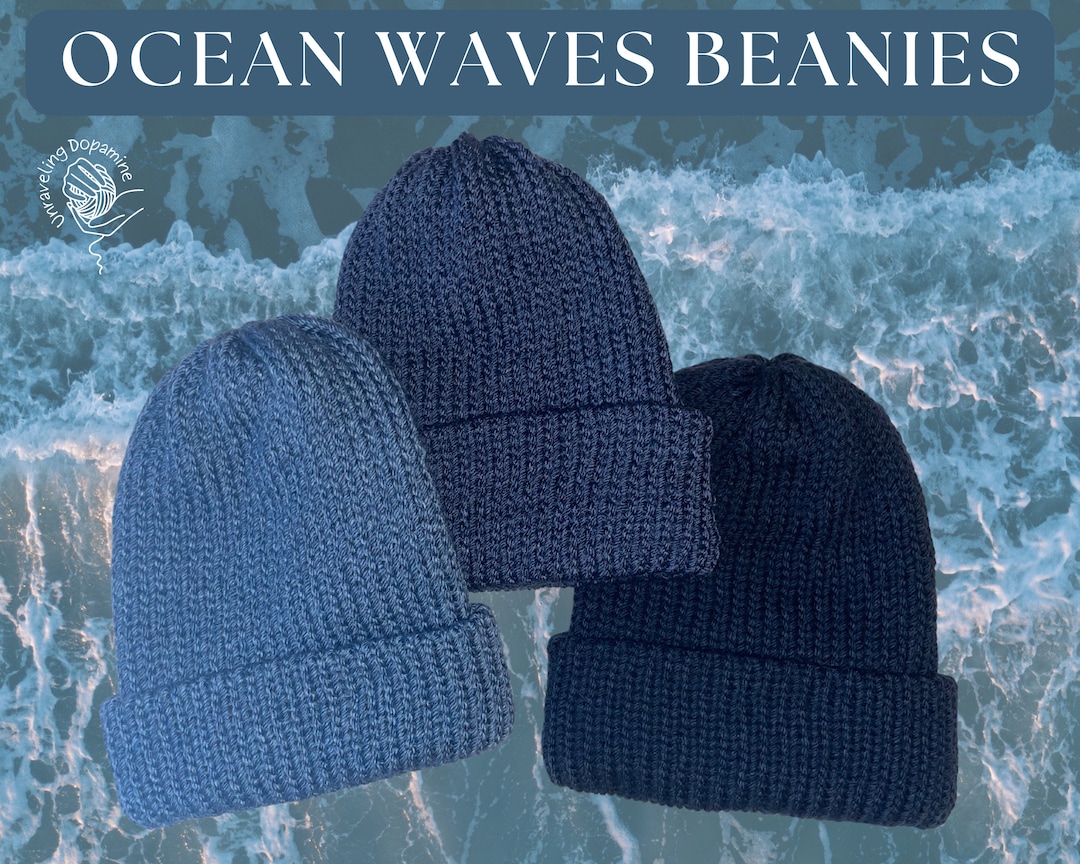 Handmade Knit Ocean Waves Beanies - Etsy