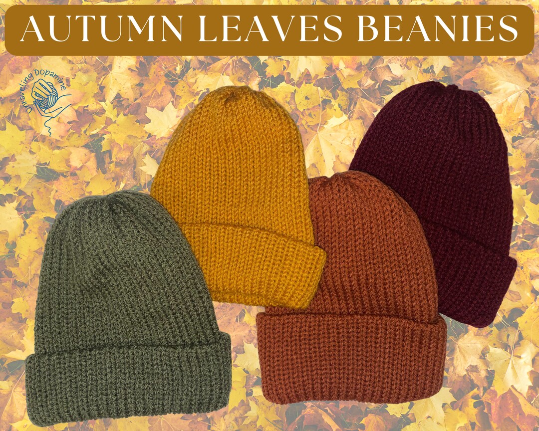 Handmade Knit Autumn Leaves Beanies Winter Hats - Etsy