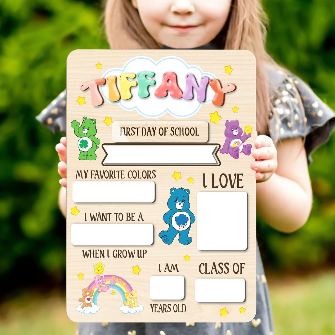 First Day of School Carebear Sign, Back to School Sign,carebear Board ...