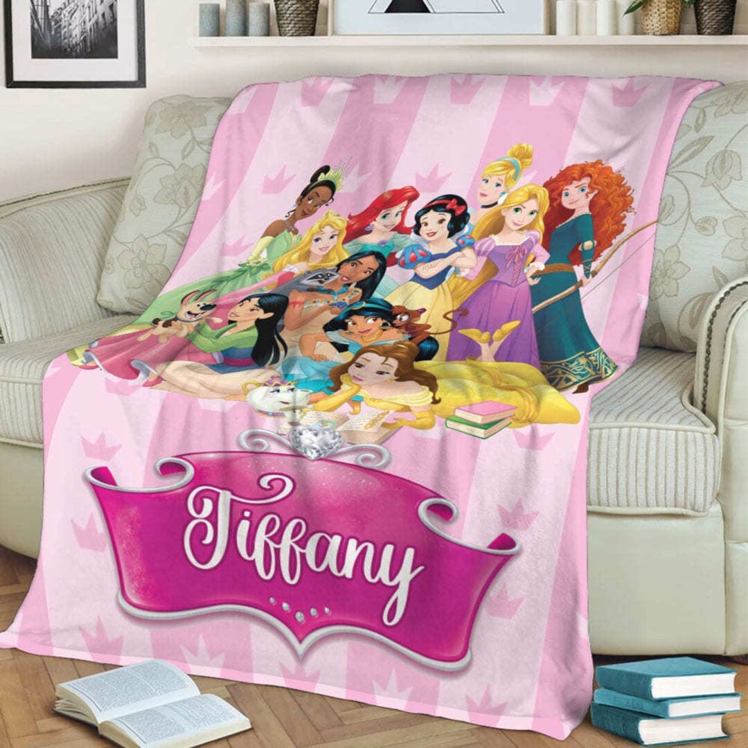 Personalized Disney All Princess Blanket, Custom Name Baby Blanket ...