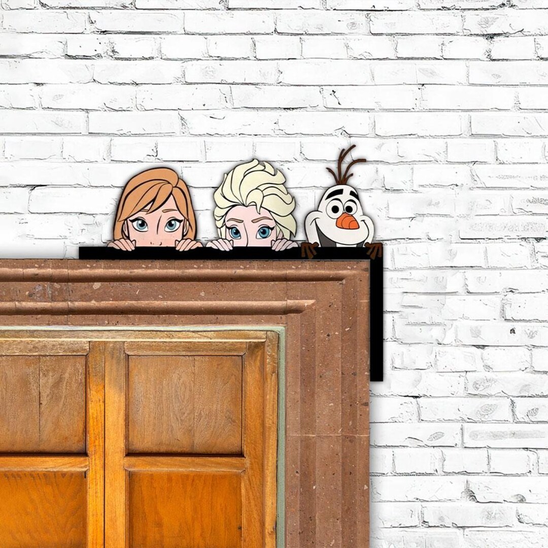 Disney Frozen Door Corner Sign, Princess Anna Elsa Olaf Wood Door Decor ...