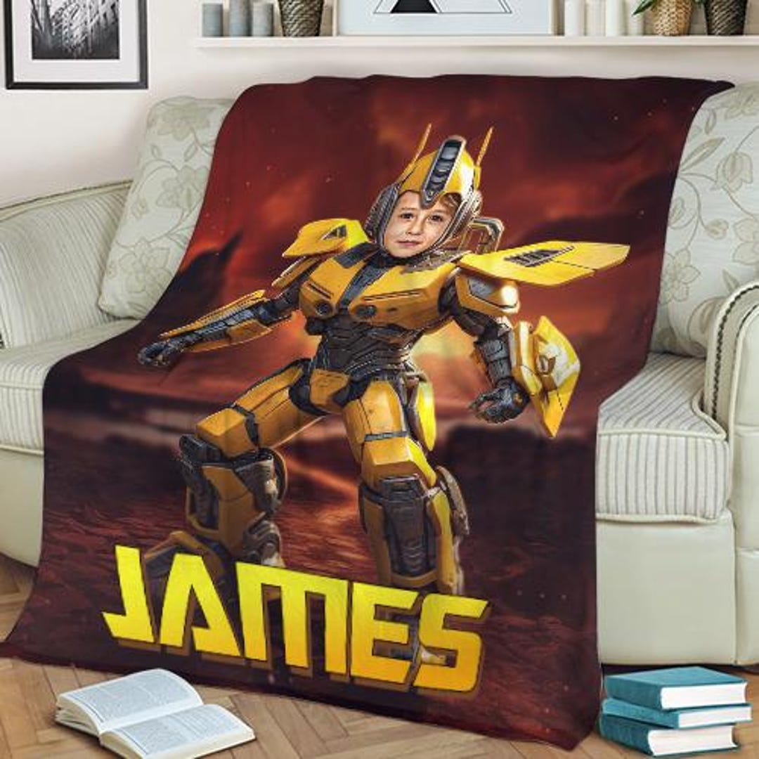 Custom Transformer Face Blanket, Personalized Bumblebee Yellow Blankets ...