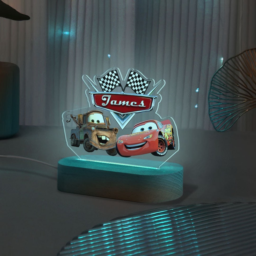 Personalized Lightning Mcqueen and Mater Night Light, Custom Name Cars ...