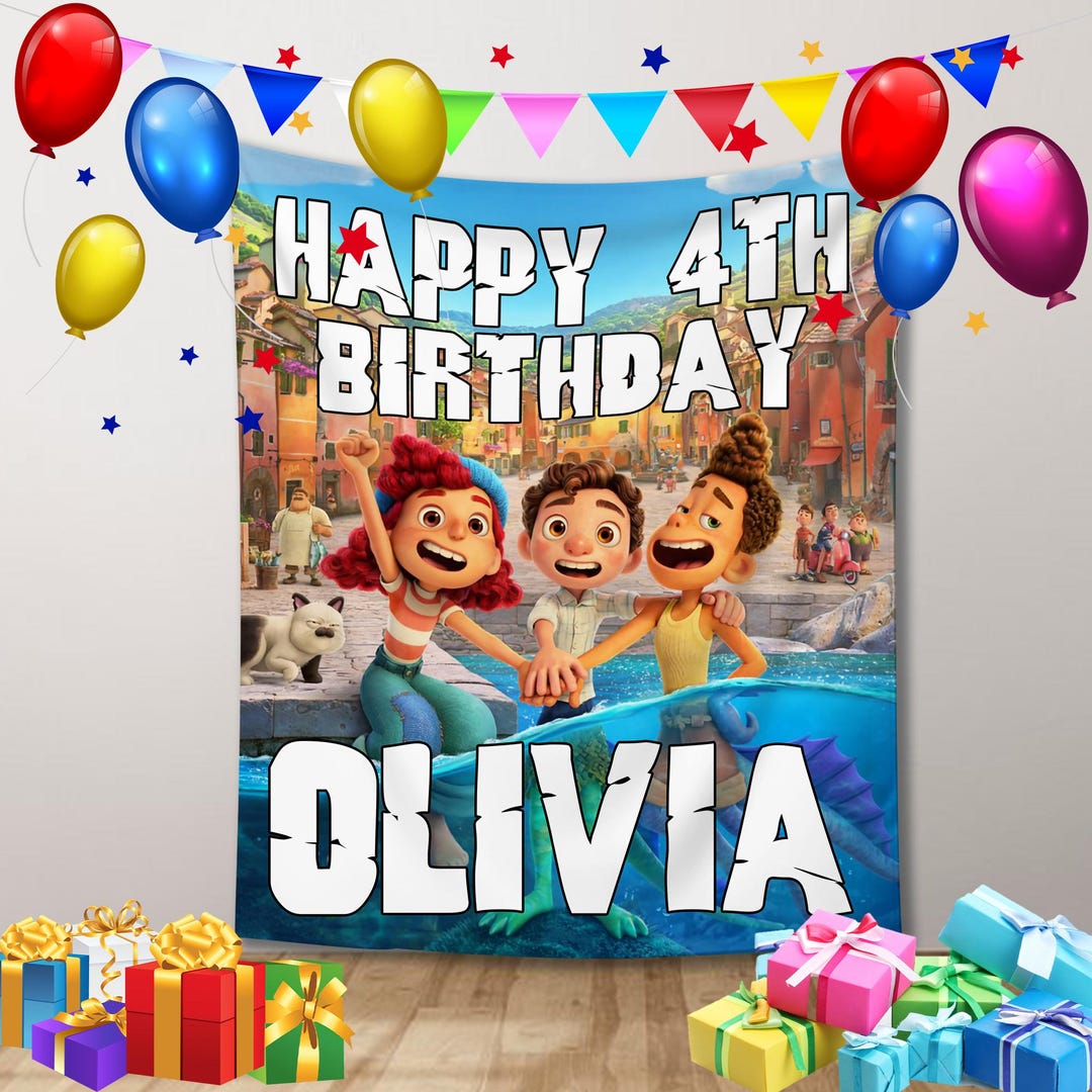 Personalized Luca Birthday Backdrop, Luca Birthday Banner, Custom Name ...