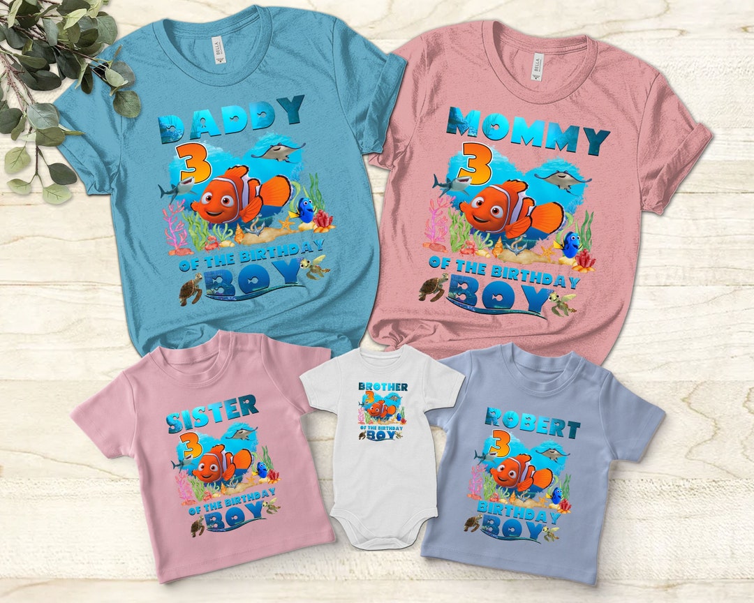 Personalized Finding Nemo Birthday Shirt, Custom Dad Mom Name Age Kid ...