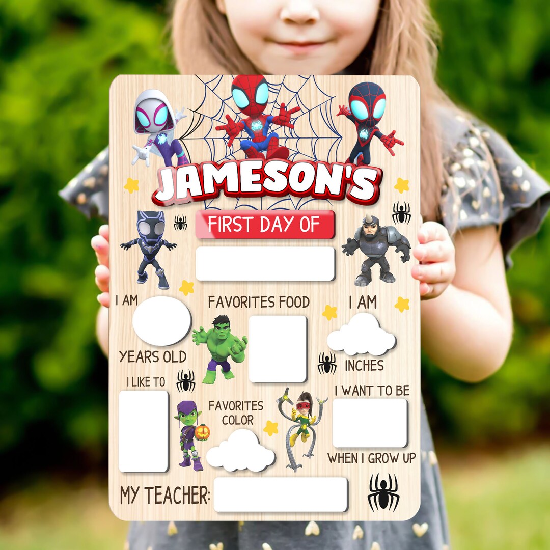 Personalized Spidey Amazing School Sign, Avenger School Sign for Kids ...