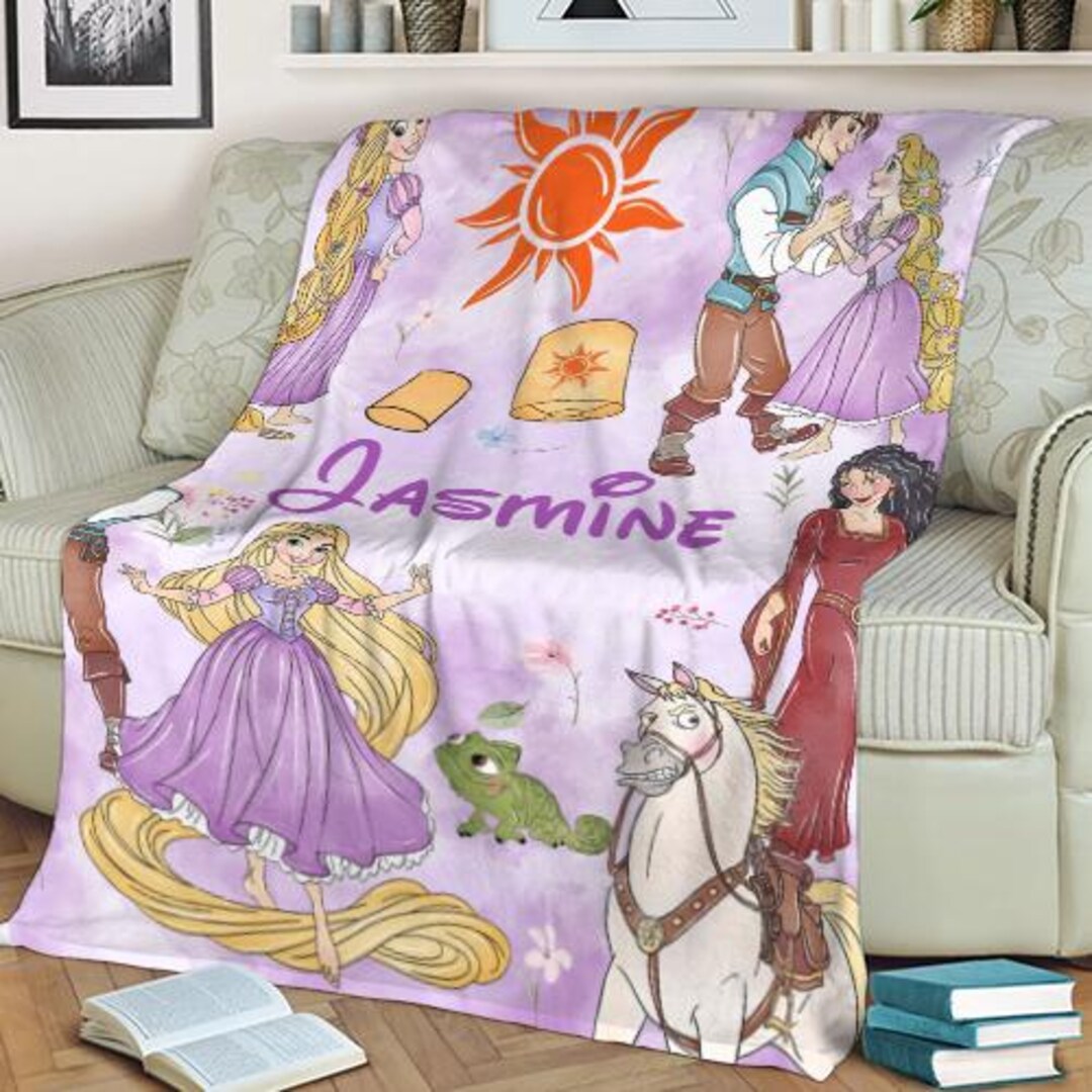 Personalized Tangled Rapunzel Blanket, Watercolor Disney Princess ...