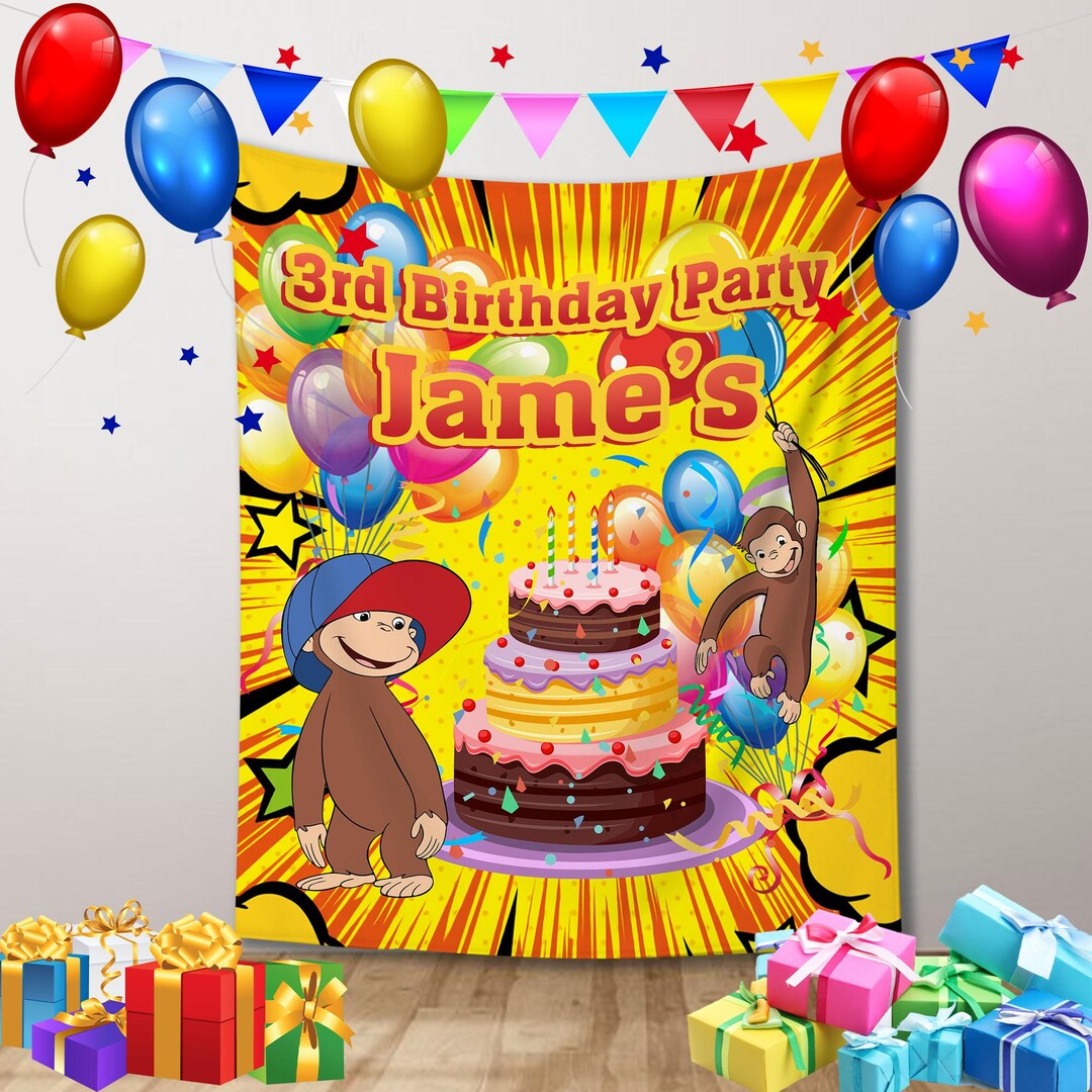 Personalized Curious George Birthday Backdrop,curious George Birthday ...