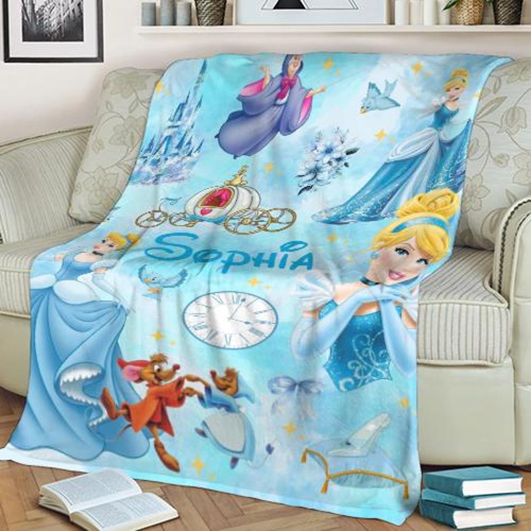 Personalized Disney Princess Cinderella Blanket, Custom Name Baby Girl ...