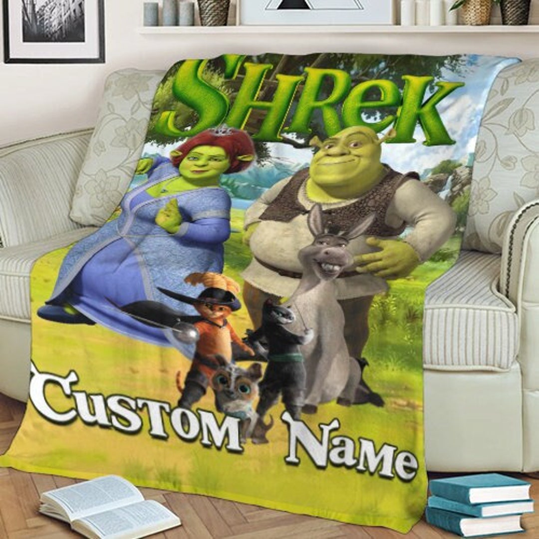 Personalized Shrek Characters Blanket, Custom Name Shrek Dad Mom Baby ...
