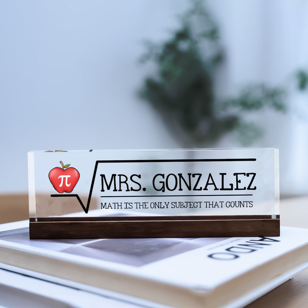 Math Teacher Name Plate for Desk, Math Teacher Appreciation Gift ...