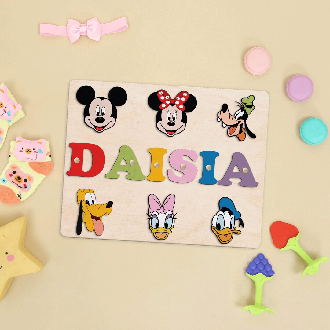 Custom Name Disney Mickey Busy Board, Mickey Minnie Goofy Name Puzzle ...