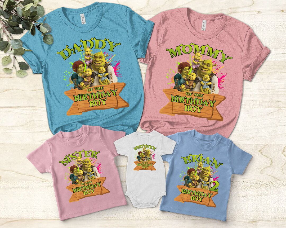 Shrek Family Birthday Unisex T-shirt, Custom Daddy Mommy Birthday of ...