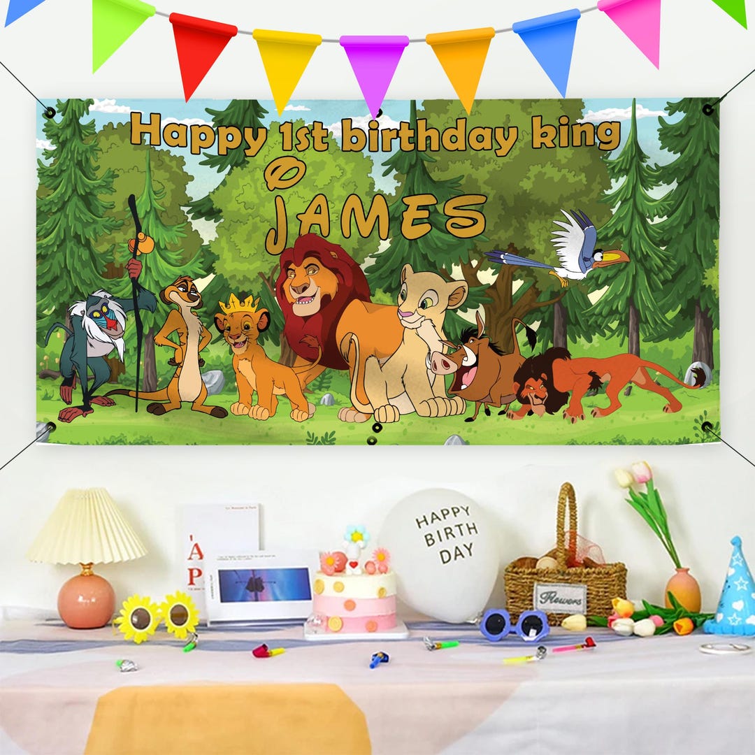 Custom Backdrop Lion King Birthday Decoration, Personalize Nala Simba ...