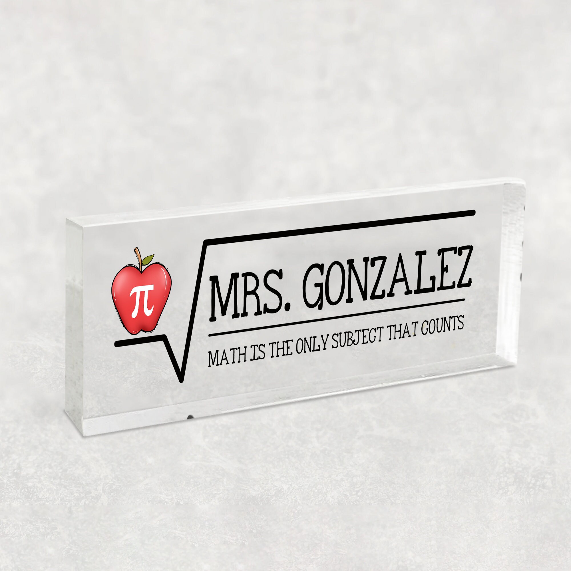 Math Teacher Name Plate for Desk, Math Teacher Appreciation Gift ...