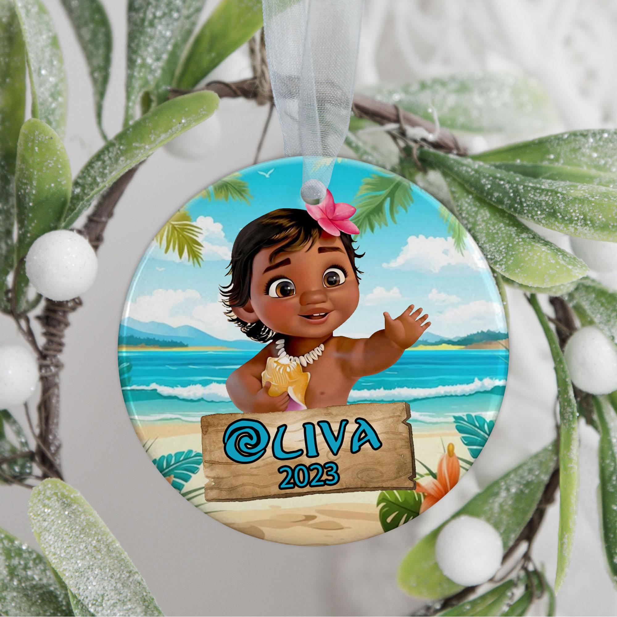 Custom Baby Moana Ornament, Disney Moana Princess Ceramic Acrylic Glass ...