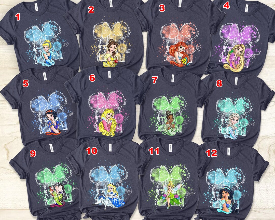 Disney Princess Watercolor Shirt, Team Princess Shirt, Minnie Ears ...