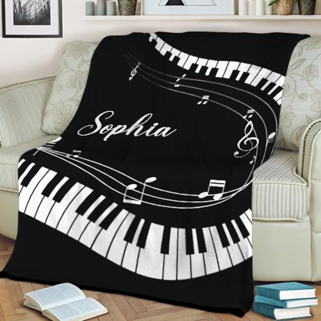 Piano Music Custom Blanket With Name, Music Blanket, Music Lover ...