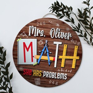Math Teacher Doorsign, Teacher Name Sign, Classroom Decor, Teacher Door ...