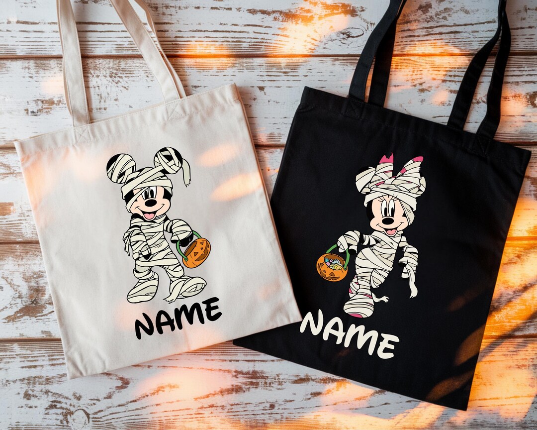 Mickey and Minnie Mummy Halloween Tote Bag, Personalized Disney Kids ...